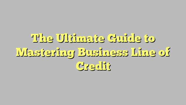 The Ultimate Guide to Mastering Business Line of Credit - promguides.com