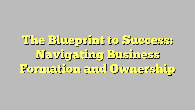 The Blueprint to Success: Navigating Business Formation and Ownership ...