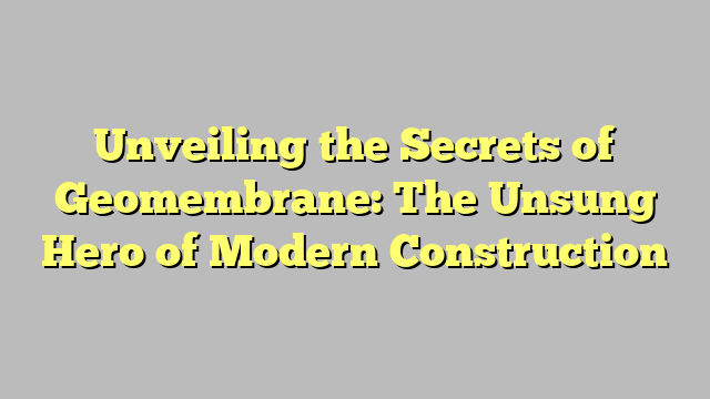 Unveiling the Secrets of Geomembrane: The Unsung Hero of Modern Construction - promguides.com